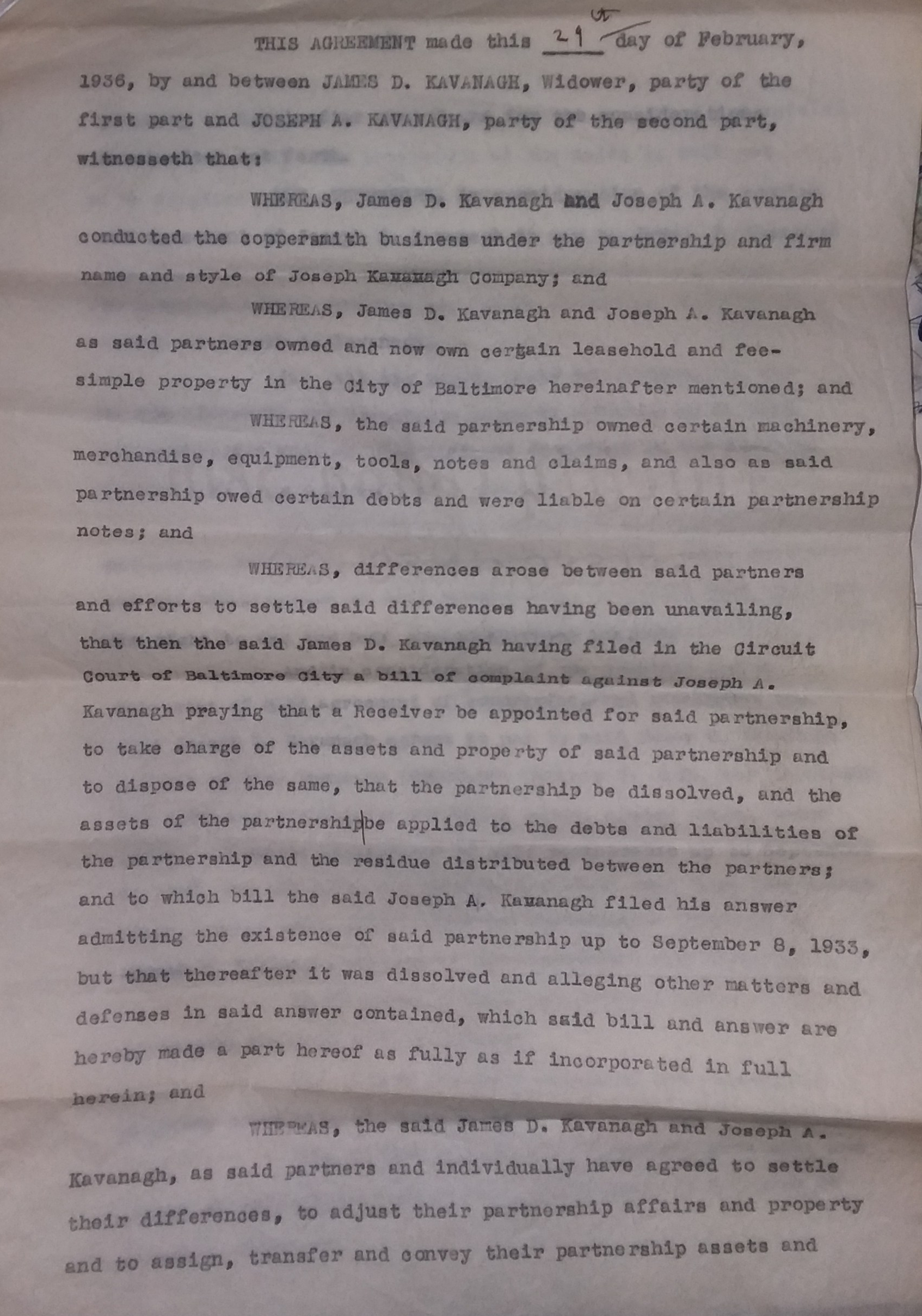 1936 Joe Stands Alone – The Shop – A History of the Joseph Kavanagh Company